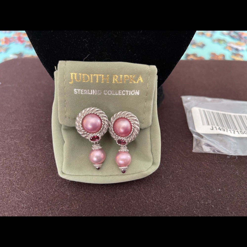 Judith Ripka Sterling Cultured Mabe Pink Pearl Earrin… - Gem